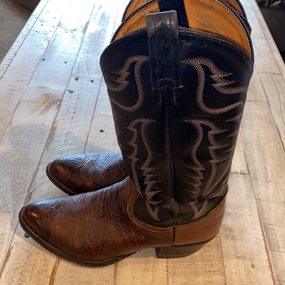 Tony Lama | Shoes | Vintage Tony Lama 2 Tone Leather Cowboy Boots ...